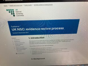 New UK NSC evidence process published – UK National Screening Committee