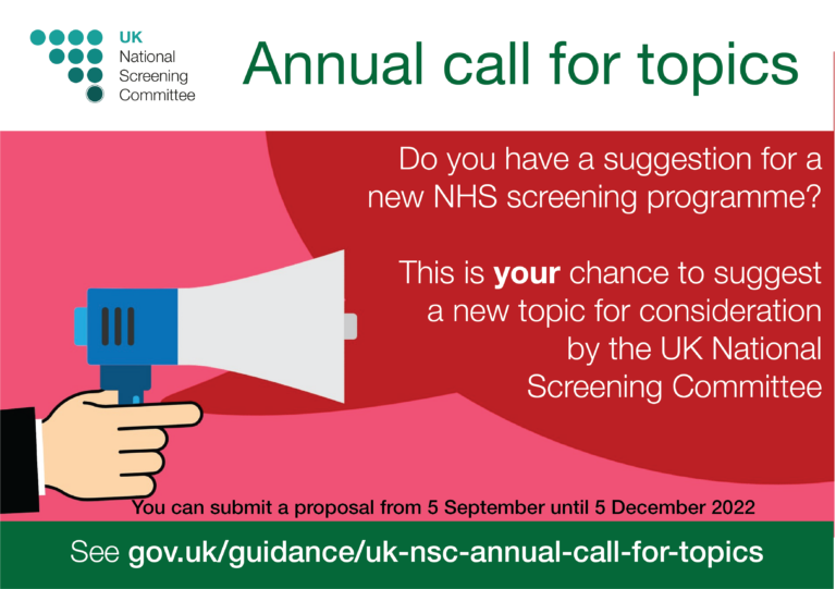 Annual call has opened: suggest a new screening programme or changes to ...
